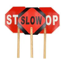 China Double Side Reflective Stop Slow Sign Aluminum Alloy Pole 30x30cm 5-7 Year Life for sale