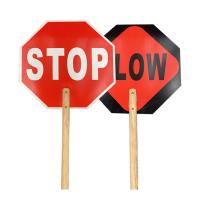 China Double Side Reflective Stop Slow Sign Aluminum Alloy Pole 30x30cm 5-7 Year Life for sale