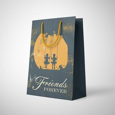 China Toowin Custom Happy Birthday Paper Shopping Bags Black Kraft with Logo 3-Strand Rope for sale