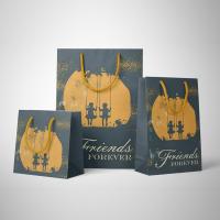 China Toowin Custom Happy Birthday Paper Shopping Bags Black Kraft with Logo 3-Strand Rope for sale