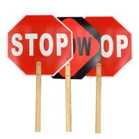 China Custom 28 Inch Stop Sign Yard Alarm Double Sided Reflective Safety Warning Sign Board 12V for sale