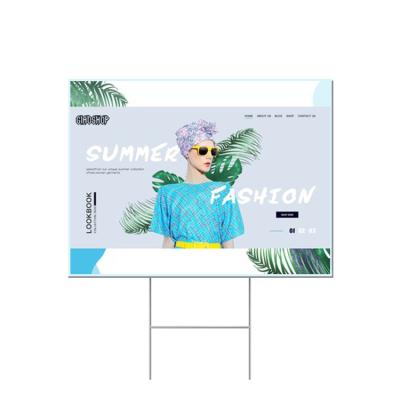 China Toowin 2mm PP Full Printing Blank Yard Signs with 35.5cm Aluminum Pole for Campaigns for sale