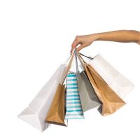 China Eco Friendly Kraft Paper Grocery Bag with Handle Custom Size for Fast Food Takeaway for sale
