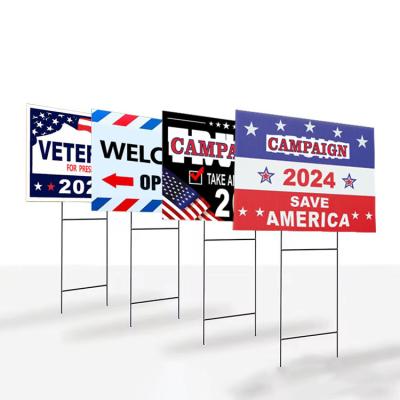 China Double Sided Waterproof 18x24 Inch Plastic USA Election Campaign Yard Sign No Deformation for sale