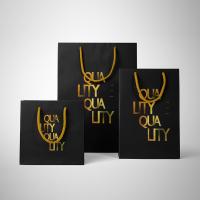 China Custom Logo Black Ribbon Handle Paper Bags Offset Printing for Food Shopping 300gsm Kraft for sale