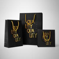 China Custom Logo Black Ribbon Handle Paper Bags Offset Printing for Food Shopping 300gsm Kraft for sale