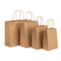 China Custom Die Cut Kraft Paper Bag with Pink White Handle 30x20x10cm for Retail Takeout for sale