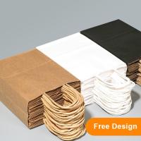 China Custom Die Cut Kraft Paper Bag with Pink White Handle 30x20x10cm for Retail Takeout for sale