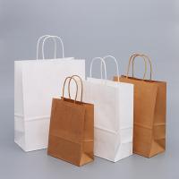 China Custom Die Cut Kraft Paper Bag with Pink White Handle 30x20x10cm for Retail Takeout for sale