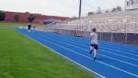 China 400 Meters Jogging Track Flooring Spray Coat System Sbr / Epdm Granules Material for sale