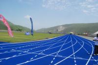 China Athletics Running Track Surface Material , Synthetic Indoor Running Track Flooring for sale