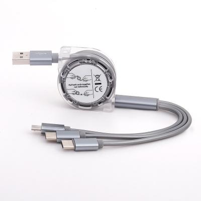 China 3 in 1 Retractable USB Cable for iPhone Charger and Android Mobilephone Charging for sale
