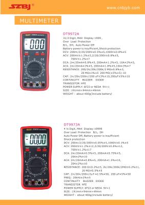 China 2M 2 Voltage DT9972A Portable Digital Multimeter for sale