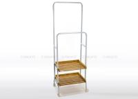 China 44cm Length Height 132cm Bamboo Metal Hangers Bathroom Towel Storage Shelf for sale