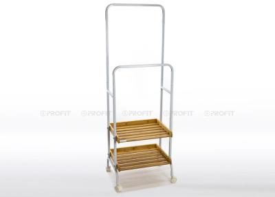 China 44cm Length Height 132cm Bamboo Metal Hangers Bathroom Towel Storage Shelf for sale