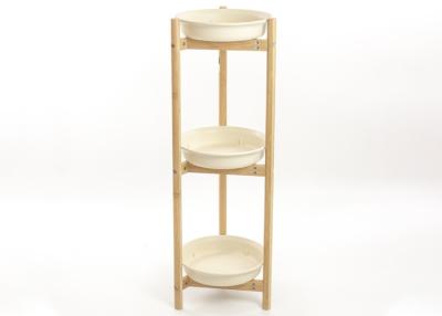 China Bamboo Frame Plastic Plates 86cm Height Multi Tier Shelf For Living Room for sale
