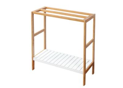China MDF White Height 80cm Bamboo Bathroom Towel Rack Shelf for sale