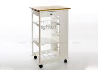 China 4 Tier 86cm Height 50cm Width Wood Kitchen Cart On Wheels for sale