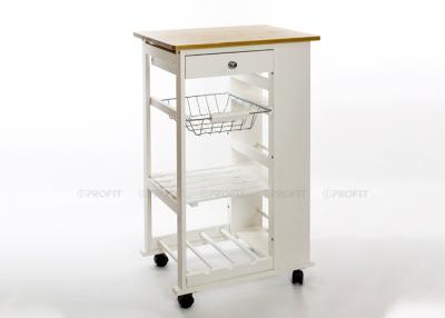 China 4 Tier 86cm Height 50cm Width Wood Kitchen Cart On Wheels for sale