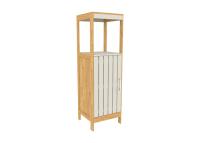 China Beige 96.5cm Height MDF Bamboo Stripes Door Metal Handle Bathroom Console Unit for sale