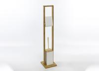 China 112cm Height MDF Bamboo Bathroom Toilet Brush Set Tissue Paper Holder for sale