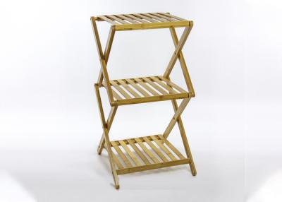 China Foldable H68cm W35cm Bamboo Bathroom Storage Shelf for sale