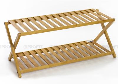 China Foldable 2 Tier Length 70cm 5KG Shoe Rack Made Of Bamboo for sale