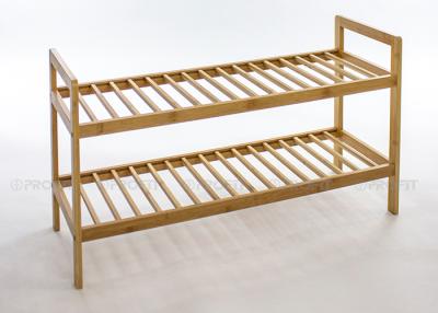 China Natural Color Knock Down 40cm Height 2 Tier Bamboo Shoe Storage Rack for sale