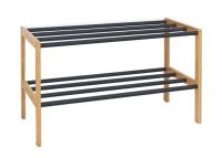 China 2 Layer 37cm Height 62cm Length Natural And Black Shoe Shelf for sale