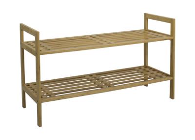 China 2 Tier 70cm Length Bamboo Shoe Shelf For 8 Pairs Of Shoes for sale