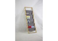 China 5kg BSCI 180cm Height Bamboo And Fabric Storage Magazine Rack Bookshelf for sale
