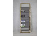 China 5kg BSCI 180cm Height Bamboo And Fabric Storage Magazine Rack Bookshelf for sale