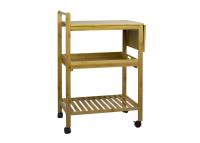 China Full 86cm Bamboo Kitchen Cart Foldable Leaf 4 Flexible Wheels for sale