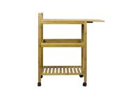 China Full 86cm Bamboo Kitchen Cart Foldable Leaf 4 Flexible Wheels for sale