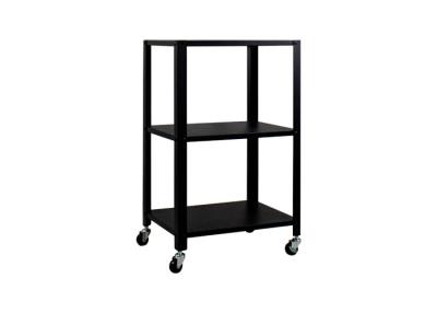 China 83cm Height Metal Frame Vintage Black 3 Layer Shelf With Castors for sale