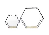 China BSCI Iron Frame MDF Floating Wall Shelf Set Of 2 for sale