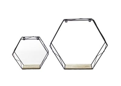 China BSCI Iron Frame MDF Floating Wall Shelf Set Of 2 for sale