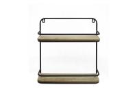China BSCI Iron Frame 38cm Height 2 Tier Wall Mount Rack Shelf for sale
