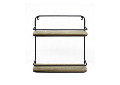 China BSCI Iron Frame 38cm Height 2 Tier Wall Mount Rack Shelf for sale