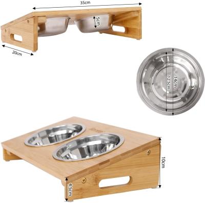 China Anti Slipping Elevated Bamboo SS304 Bowl Pet Feeder Stand for sale