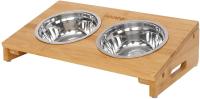 China Anti Slipping Elevated Bamboo SS304 Bowl Pet Feeder Stand for sale