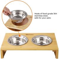 China Anti Slipping Elevated Bamboo SS304 Bowl Pet Feeder Stand for sale