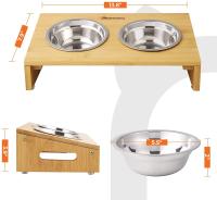 China Anti Slipping Elevated Bamboo SS304 Bowl Pet Feeder Stand for sale