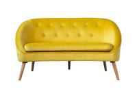 China 137cm Length Yellow Velvet Lounge Sofa With Pine Wood Legs for sale