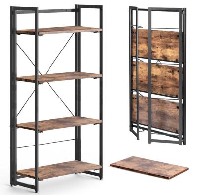 China 4 Open Shelves BSCI Metal Frame Bookshelf 125cm Height Foldable for sale
