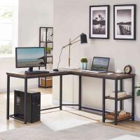 China 80cm Height L Shape Writing Desk 2 Tier Open Shelf Metal Tube Legs for sale