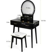 China Black MDF Wood 140cm Height Makeup Dresser With Lighted Mirror for sale