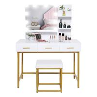 China BSCI Certified MDF Wood Touch Screen Mirrored Dresser Table With Led Lights for sale