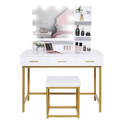 China BSCI Certified MDF Wood Touch Screen Mirrored Dresser Table With Led Lights for sale