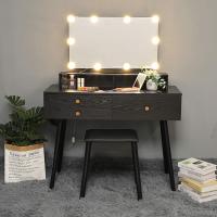 China BSCI Certified MDF Wood Touch Screen Mirrored Dresser Table With Led Lights for sale